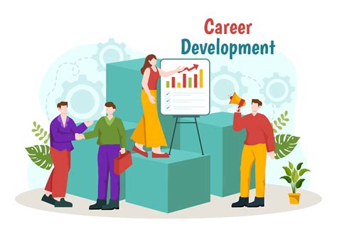 Career Development Vector Illustration With Ladder To Success And