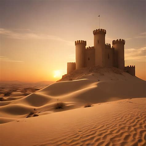 Premium Photo A Castle Is On A Sand Dune With A Castle In The Background