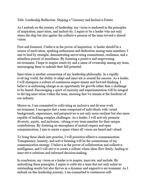 Leadership Assignment Pdf Leadership Innovation