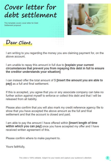 Debt Settlement Proposal Letter Template Prntbl