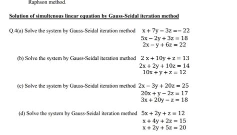Raphson Method Solution Of Simultenous Linear Equation By Gauss Seidal I