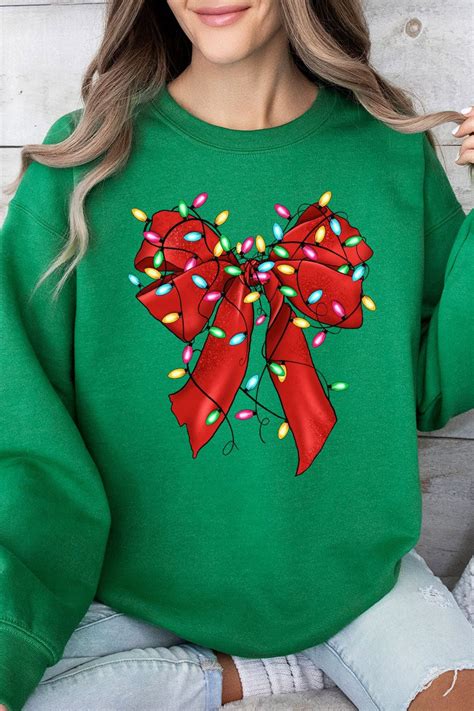 Christmas Lights Coquette Bow Unisex Nublend Crew Sweatshirt