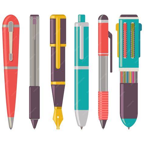Premium Vector Pens Vector Cartoon Set Isolated On A White Background
