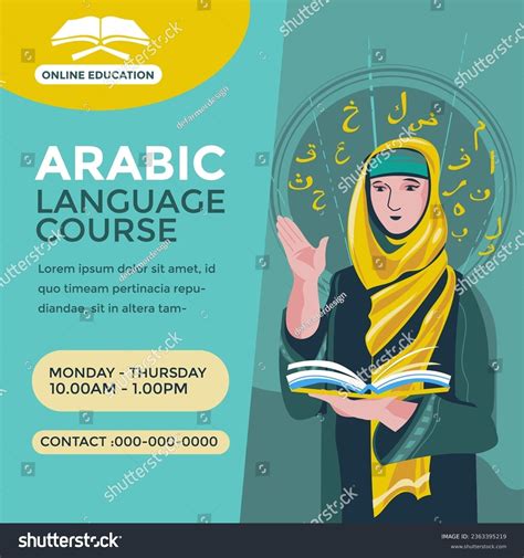 Online Arabic Language Course Webinar Poster Stock Vector Royalty Free