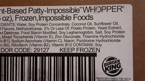 Impossible Whopper Ingredients Youtube