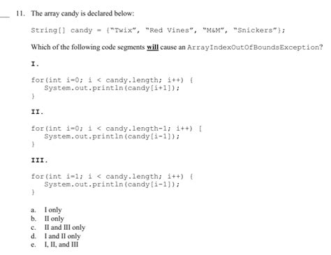 Solved 11 The Array Candy Is Declared Below String Candy