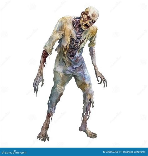 Watercolor Zombie Clipart Full Body Illustration Of A Horrifying Zombie