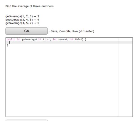 Solved Find The Average Of Three Numbers GetAverage Chegg Com
