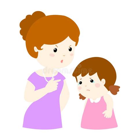 Mother Scolds Her Daughter Cartoon Character Stock Vector