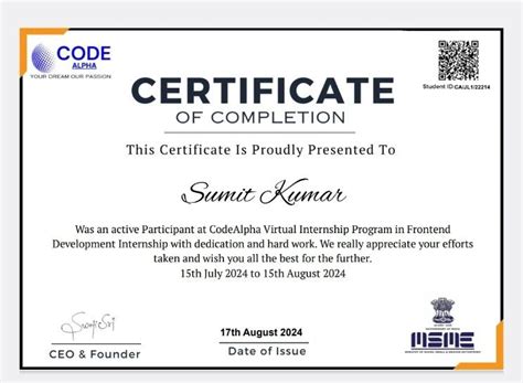 I Am Thrilled To Share That I Have Successfully Completed My Internship At Codealpha