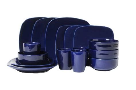 Sengware 16 Piece Uptown Square Dinnerware Set Blueberry Home And Kitchen
