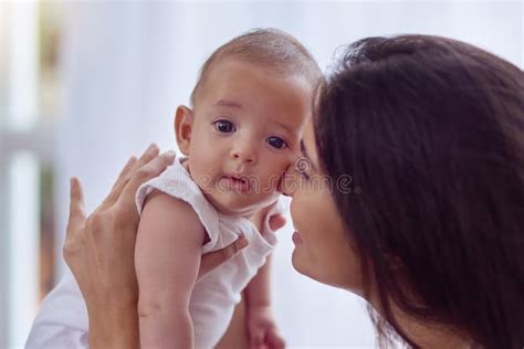 Mother Baby And Bonding With Portrait In Home For Affection Playing