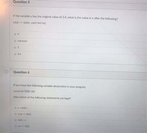 Solved Question If The Variable X Has The Original Value Chegg