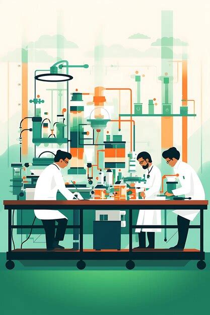 Premium Ai Image Poster Of Indian Scientists Conducting Experiments In A Laboratory Wit Flat