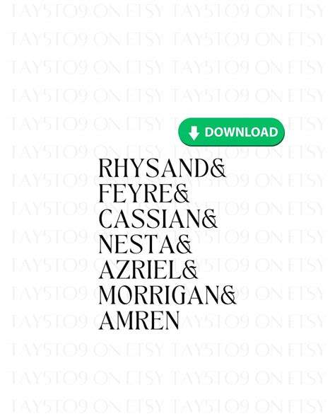 Acotar Character Names Svg And Png Bundle Digital Download Etsy