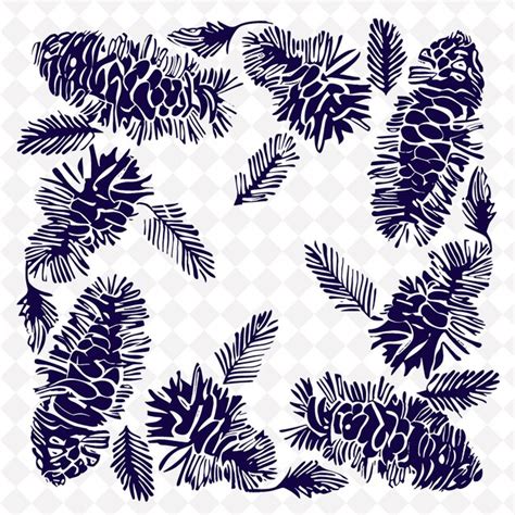 Premium Psd Png Redwood Folk Art With Cones And Leaves For