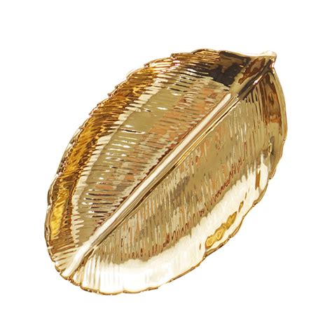 Fdelink Plte Plte Small Golden Leaf Tray Ceramic Decorative Gold