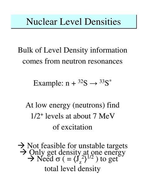Ppt Nuclear Level Densities Powerpoint Presentation Free Download