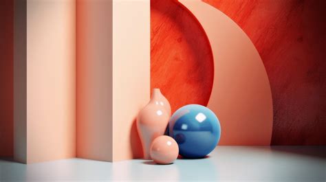 Free Picture Illustration Of Glossy Dark Blue Sphere And Beige Vase