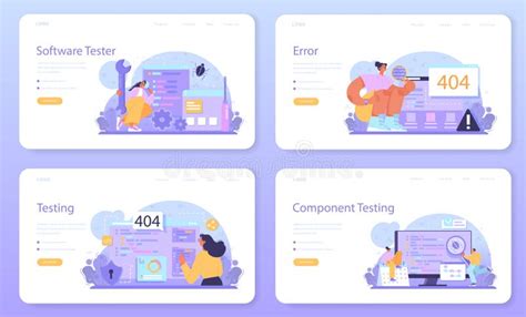 Software Tester Web Banner Or Landing Page Set Application Or Website