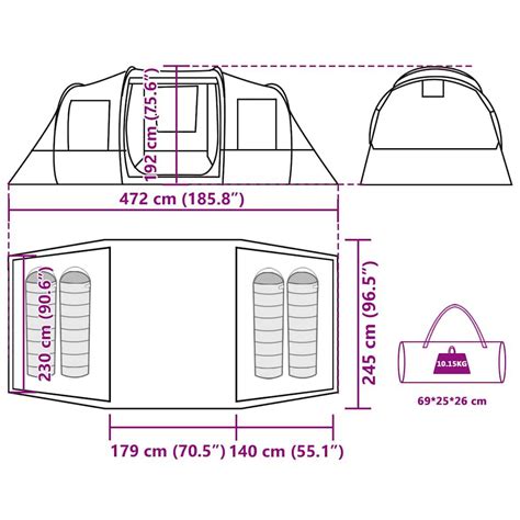 Vidaxl Campingtält Tunnel 4 Personer Blå Vattentätt
