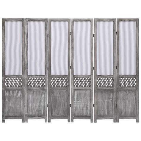 Paravan Separator Camera 6 Panouri Vidaxl Lemn Textil 210 X 165 Cm Gri Emag Ro