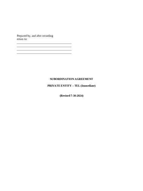 Subordination Agreement Doc Template Pdffiller