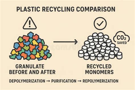 Vector Comparison Of Plastic Granulate Before And After Recycling Via