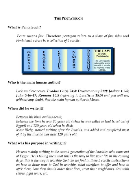 What Is Pentateuch Penta Means Five Therefore Pentagon Refers To