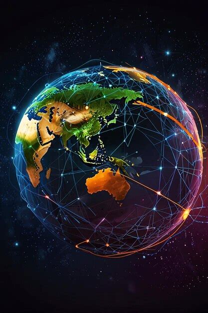 Digital Global Network Connectivity Visualization Premium Ai Generated Image