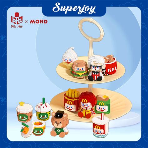 Pannie Mini Blocks 4in1 Fast Food Restaurant Series Kfc Mcd Bear Cafe Food Drink Burger Fries