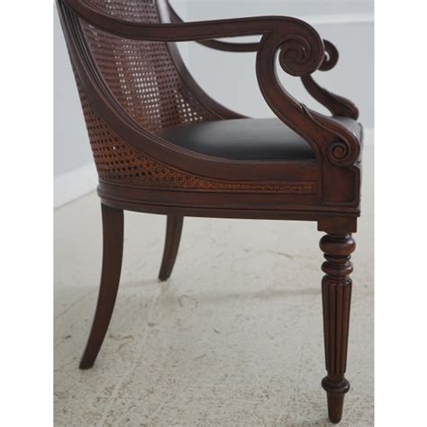 Theodore Alexander Regency Style Double Cane Back Leather Seat Chair