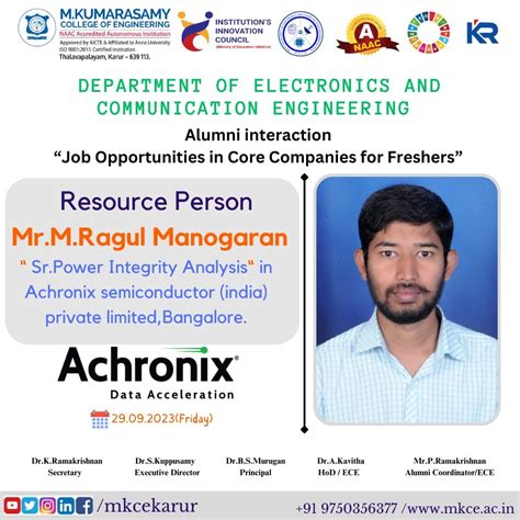 Mkce Karur On Linkedin Alumniinteraction Alumni Ece Mkce