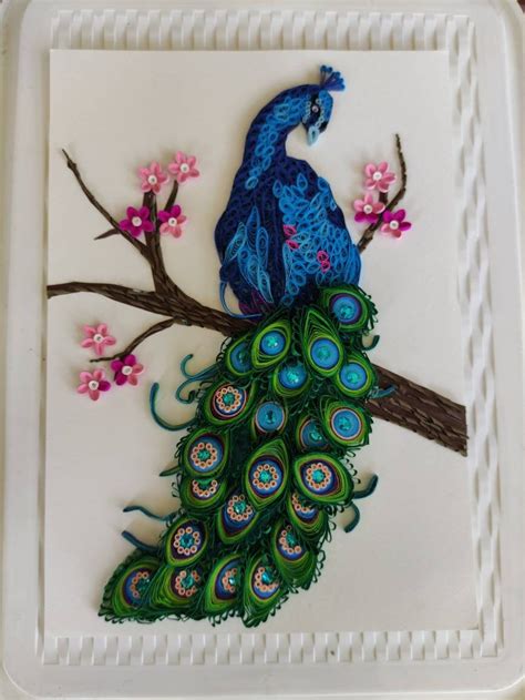 Peacock Quilling Wall Art Unframed Quilling Wall Etsy