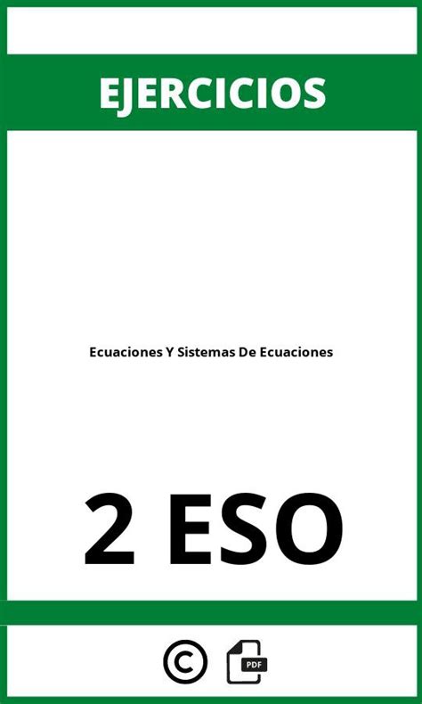 Ejercicios Ecuaciones Y Sistemas De Ecuaciones 2 Eso Pdf