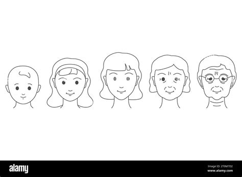 Female Lifespan Stages Through Aging Process Illustration Stock Vector Image Art Alamy