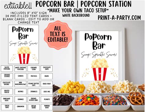 Printable Popcorn Labels Popcorn Label Template And Decorative Font