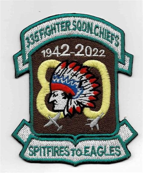 335th Fighter Squadron 80th Anniversary Spitfires To Eagles 1942 2022 Patch Hixsonville