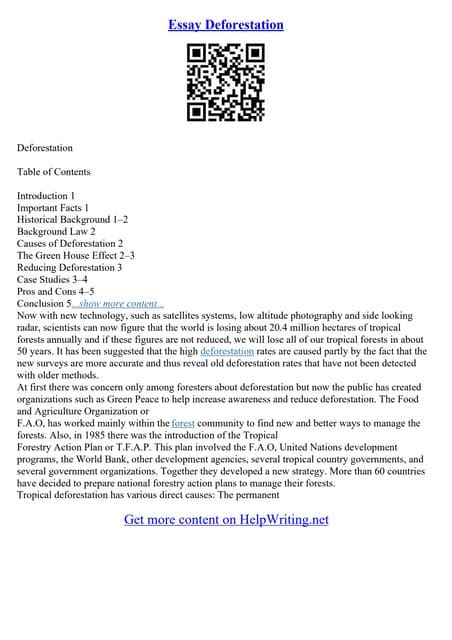 Deforestation Essay Pdf