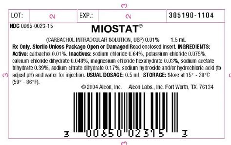 Miostat Package Insert Prescribing Information