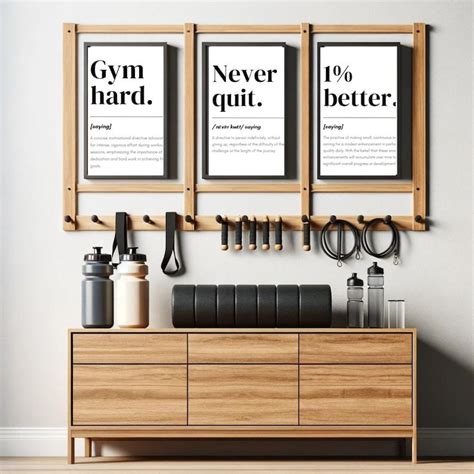 Home Gym Wall Art Set Fitness Art Motivational Poster Home Gym Quote