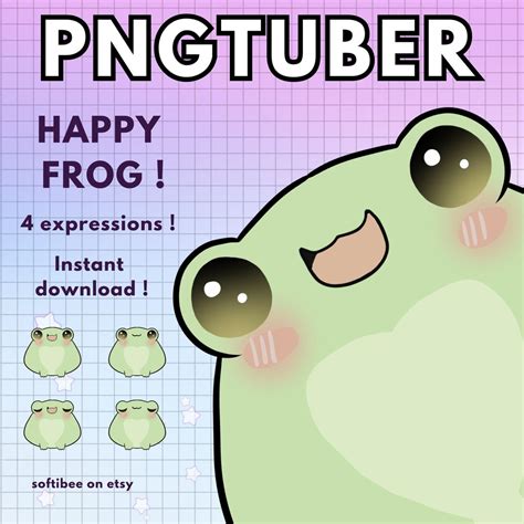 Frog Pngtuber Reactive Pngtuber Model Frog Png Tuber For Twitch Cute Frog Vtuber For