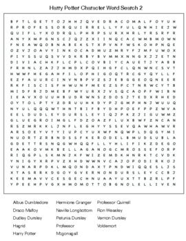 Harry Potter Character Word Search By Northeast Education Tpt