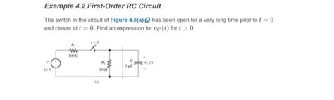 solved example 4 2 first order rc circuit the switch in the