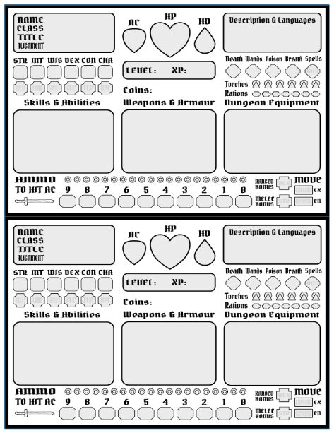 Ose Bx A5 Half Letter Character Sheet By Eternal Torch