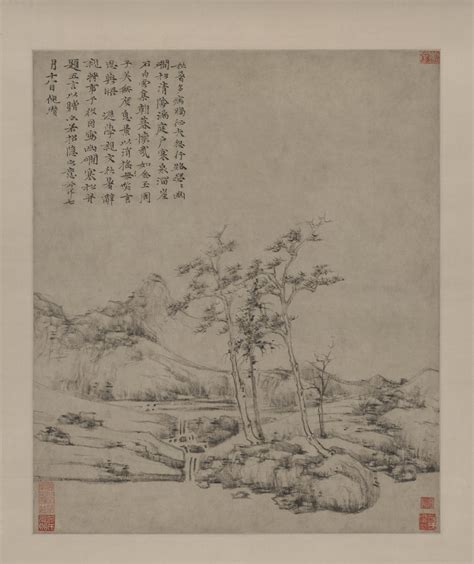 幽涧寒松图轴 元代倪瓒 以画雅集