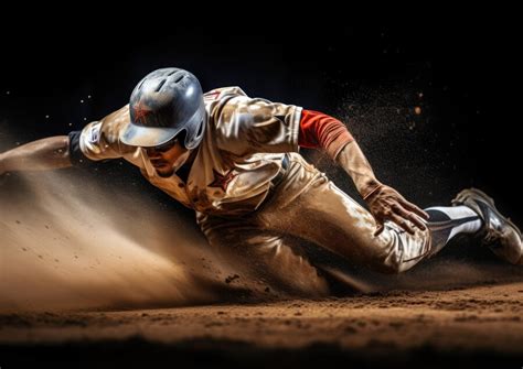Premium Ai Image A Slowmotion Shot Of A Baseball Player Sliding Into