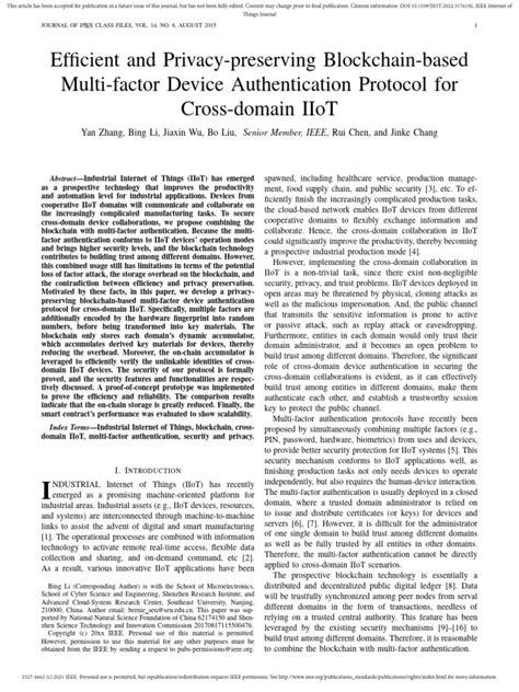 Efficient And Privacy Preserving Blockchain Based Multi Factor Device