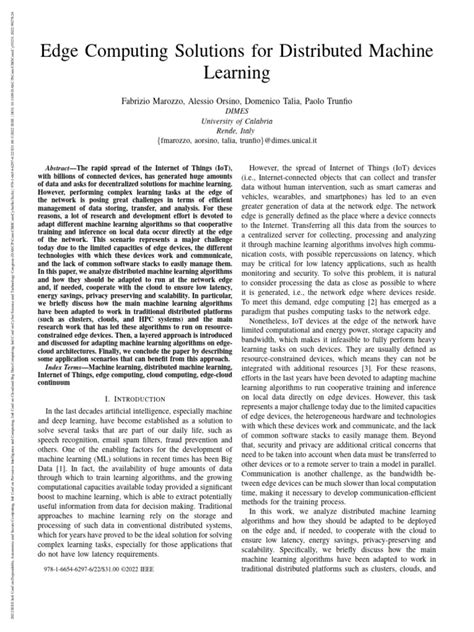 5023169 Edge Computing Solutions For Distributed Machine Learning Pdf