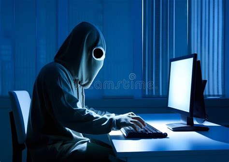 Ai Generated Hooded Hacker Breaks Into Data Server Stock Illustration Illustration Of Digital